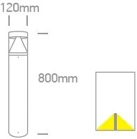Trinity LID14765 Venkovní sloupkové svítidlo Polis LED 12W 4000K, antracit, výška 80cm, IP65