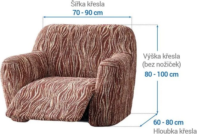 Bielastické potahy UNIVERSO NOVÉ žíhané hnědé relaxační křeslo (š. 70 - 90 cm)