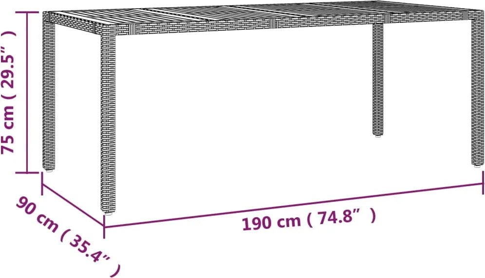 Zahradní stůl s dřevěnou deskou černý polyratan masivní akácie 319554