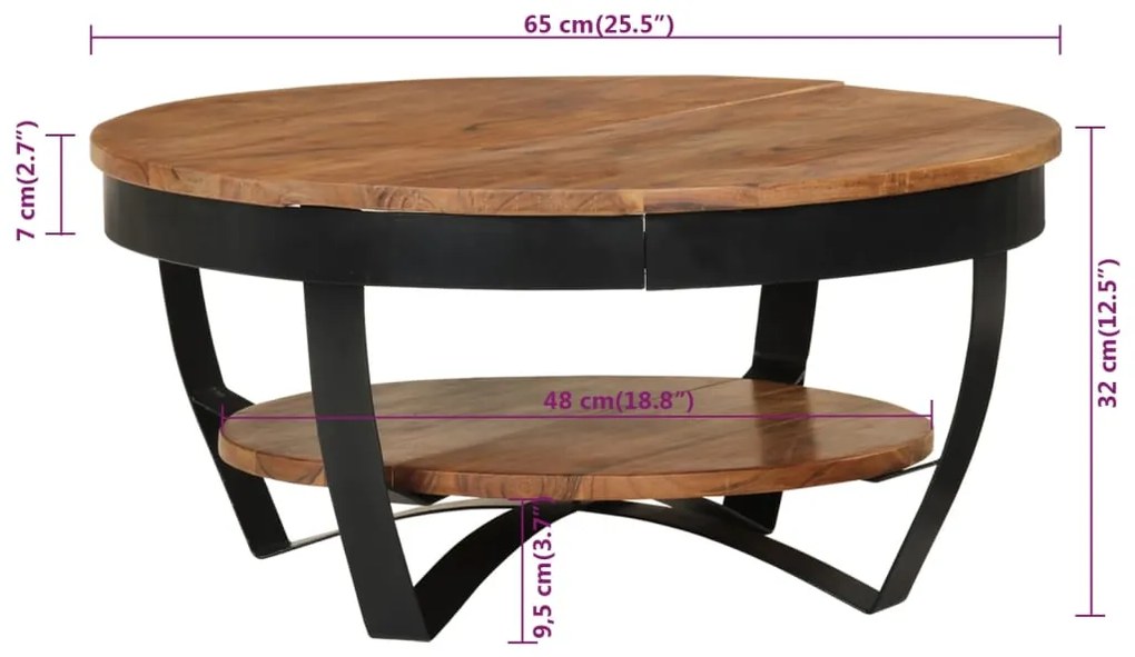 vidaXL Marketos Konferenční stolek 65 x 65 x 32 cm masivní akáciové dřevo
