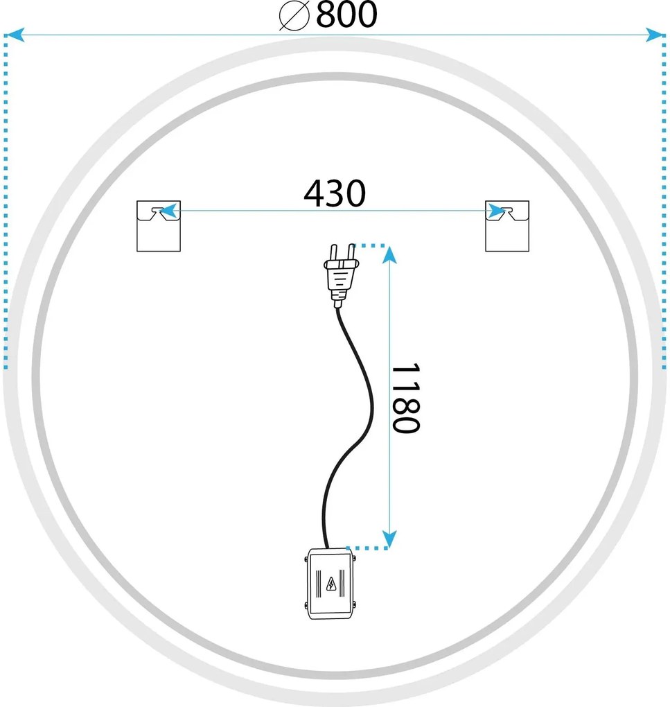 Tutumi Zrcadlo ⌀80 cm s vyhříváním a regulovatelným LED osvětlením HOM-00205