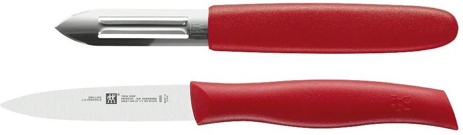 Nůž se škrabkou Zwilling TWIN Grip, červený, délka čepele 9 a 6 cm