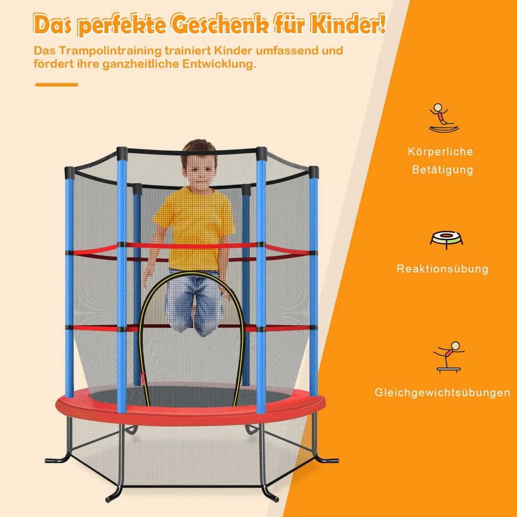 Costway Zahradní trampolína Ø 140 cm s ochrannou sítí trampolína pojme až 135 kg