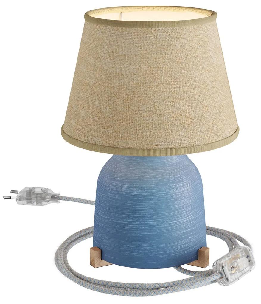 creative cables Keramická stolní lampa vaso se stínidlem Impero, s textilním kabelem, vypínačem a dvoupólovou zástrčkou Barva: Efekt beton-černá