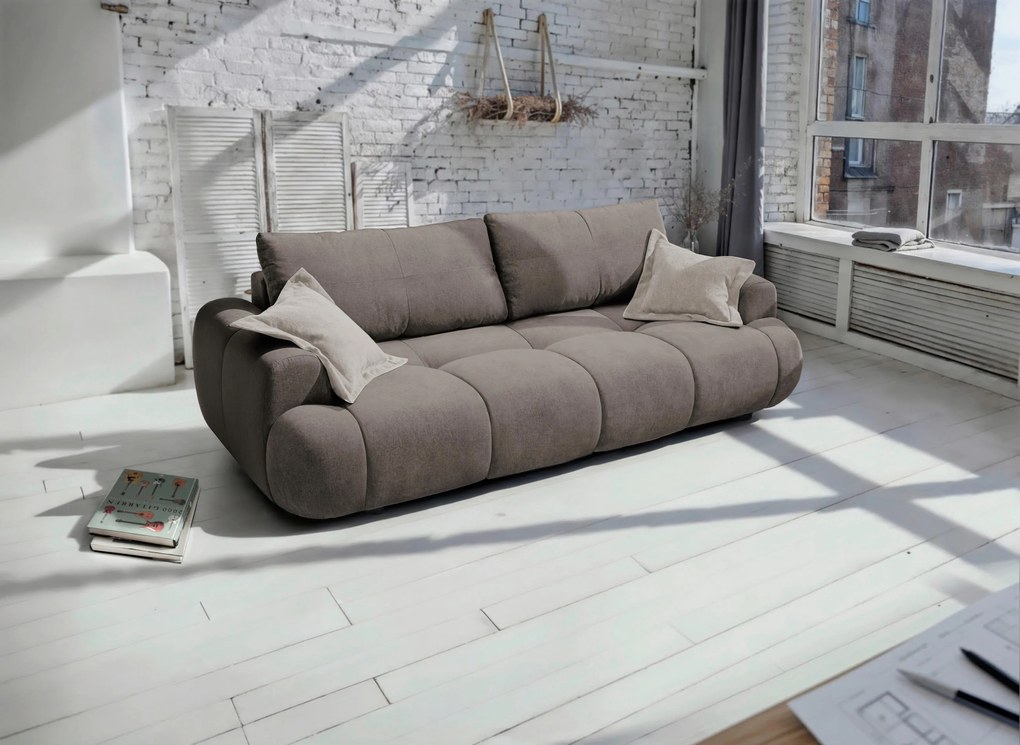 XXXLutz ROZKLÁDACÍ POHOVKA, plast, textil, kompozitní dřevo, hnědá MID.YOU - Rozkládací pohovky - 000694009402