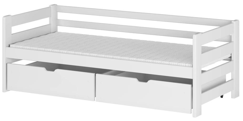 Dětská postel 90 cm Erin (s roštem a úl. prostorem) (bílá). 1012941