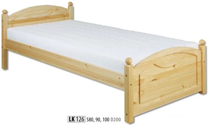 HMmax Postel jednolůžková LK 126 masiv borovice rozměry postele: 80 x 200, Barevné provedení dřeva: natural - přírodní