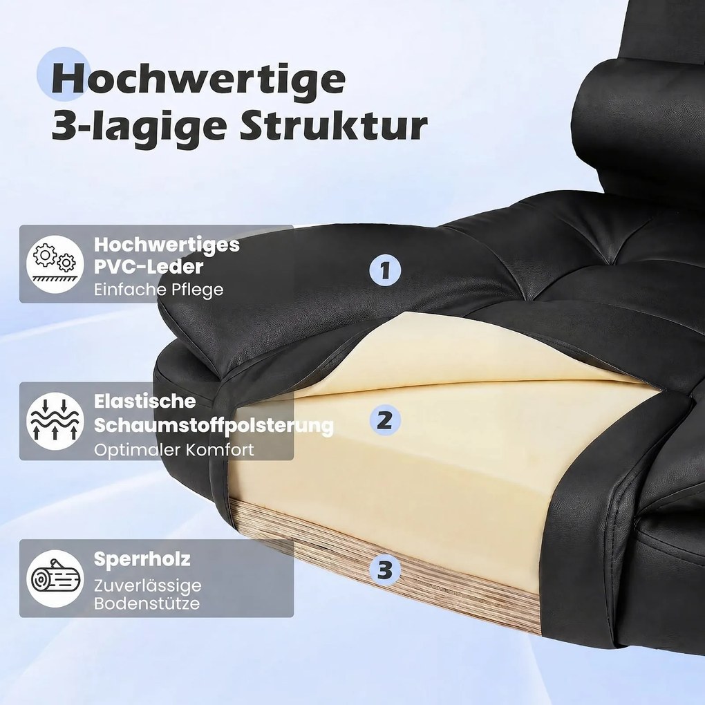 Costway Ergonomická manažerská židle s kolečky, nastavitelnou výškou – černý