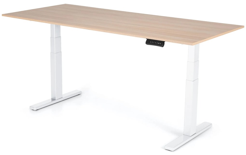 Výškově nastavitelný stůl Liftor 3segmentové nohy premium bílé,   deska 1800 x 800 x 18 mms dub sorano