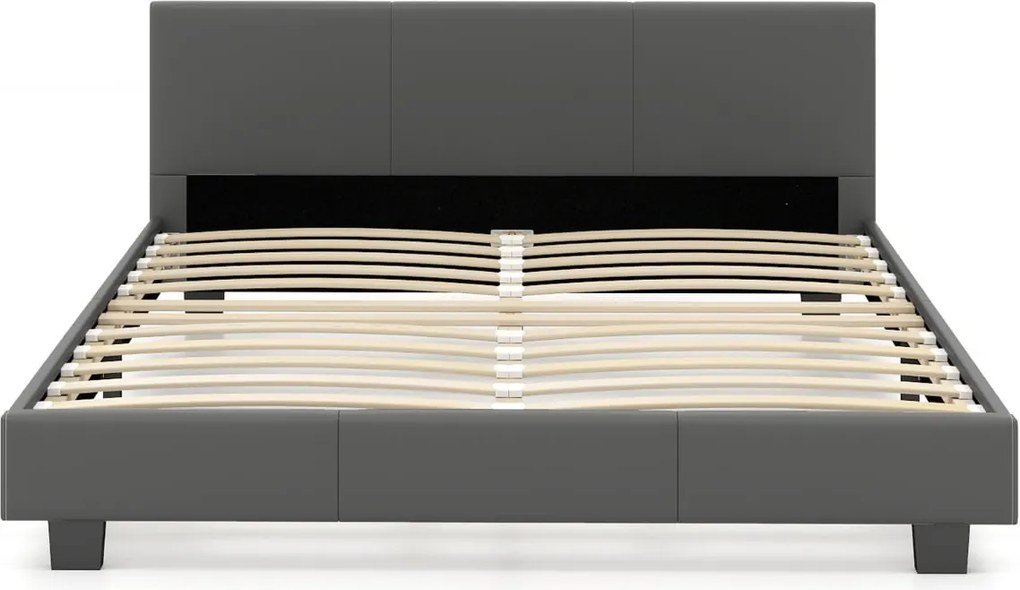 Costway Postel s LED osvětlením čalouněná s lamelovým roštem rám