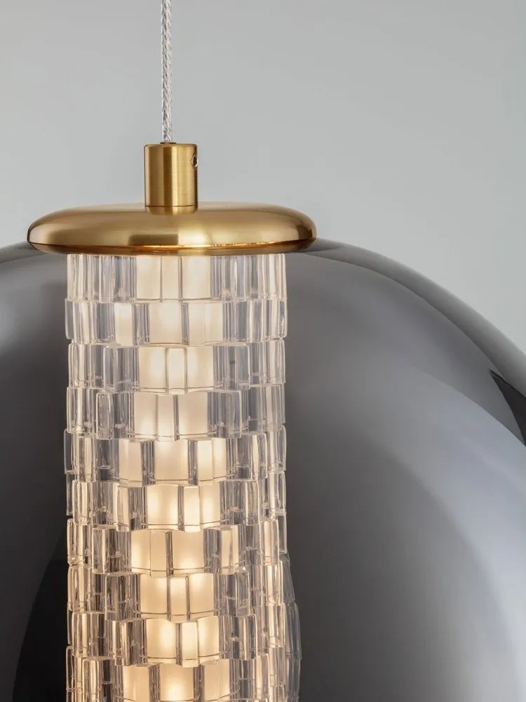 Šedé kovové LED závěsné svítidlo se skleněným stínidlem ø 22 cm Navi – Nova Luce