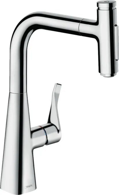Hansgrohe Metris Select M71, kuchyňská páková baterie 240, vytahovatelná sprška, 2jet, sBox, chromová, HAN-73817000