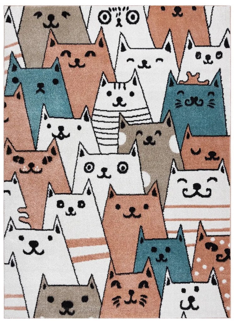 Dywany Łuszczów, Dětský kusový koberec Fun Gatti Cats pink, 160x220, vícebarevná, dětský pokoj