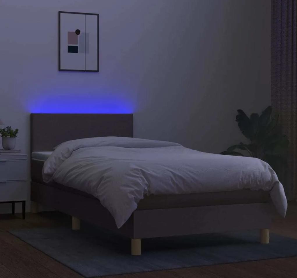 vidaXL Box spring postel s matrací a LED 80 x 200 cm textil [3133513] Barva: Modrá