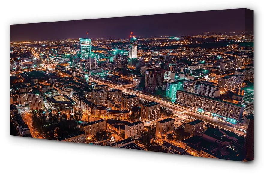 Obrazy na plátně Varšava Město noční panorama 100x50 cm