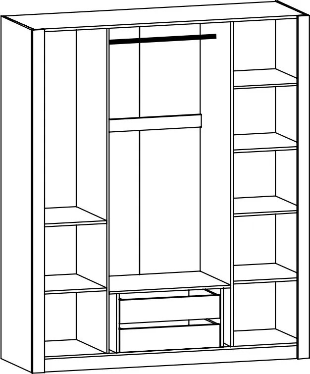 Casarredo - Komfort nábytek Šatní skříň BRISTOL NEW II 4D, jasan sněhový/zrcadlo