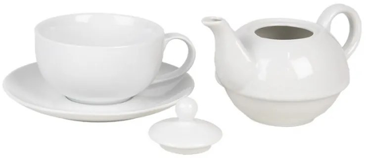Bílý keramický Tea For One (šálek na čaj s konvičkou) – 350 ml