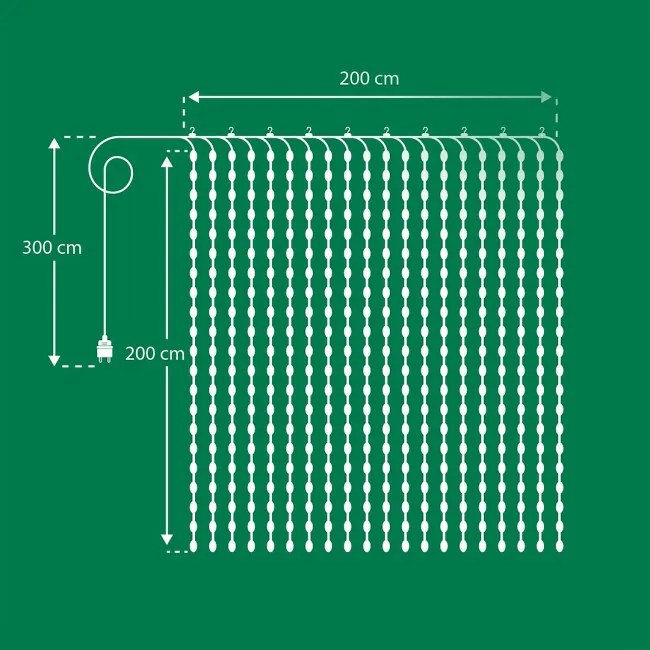 Světelný závěs 400 LED 200×200 cm vícebarevný