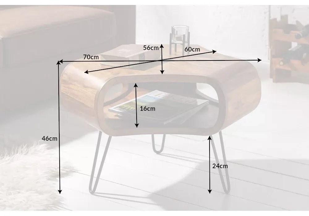 Massive home | Konferenční stolek ORGANIC SMOKE 70 CM masiv sheesham