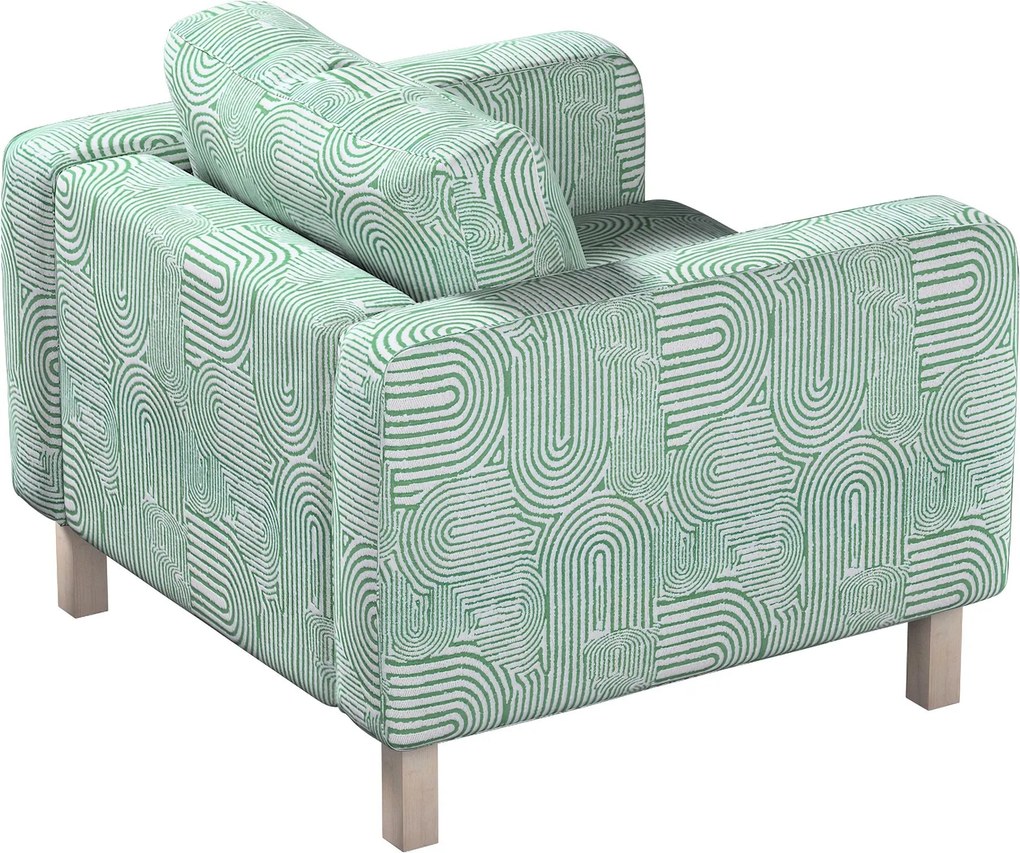 Potah na křeslo IKEA Karlstad, krátký barva zelená látka pletený vzor, vzorované