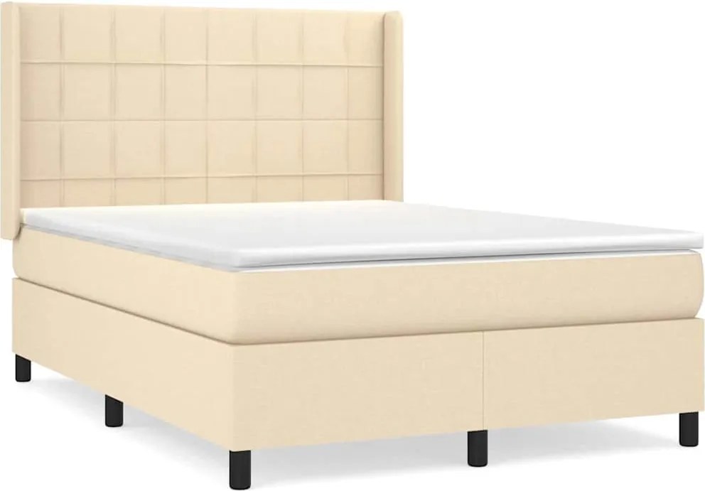 Box spring postel s matrací krémová 140x190 cm textil 3131430