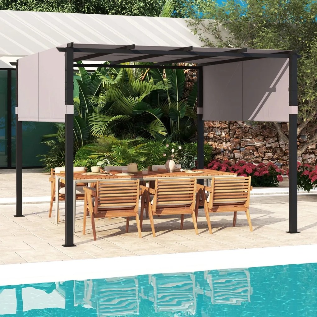 Costway Pergola se 2 nastavitelnými střechami altán voděodolný stabilní zimní