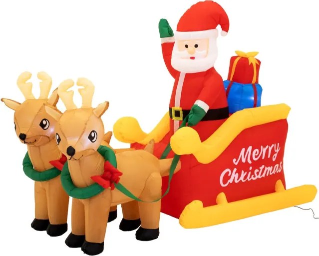 Nafukovací Santa Claus na saních se sobíky 212 cm