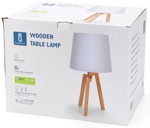 Aigostar - Dřevěná stolní lampa 1xE27/60W/230V borovice