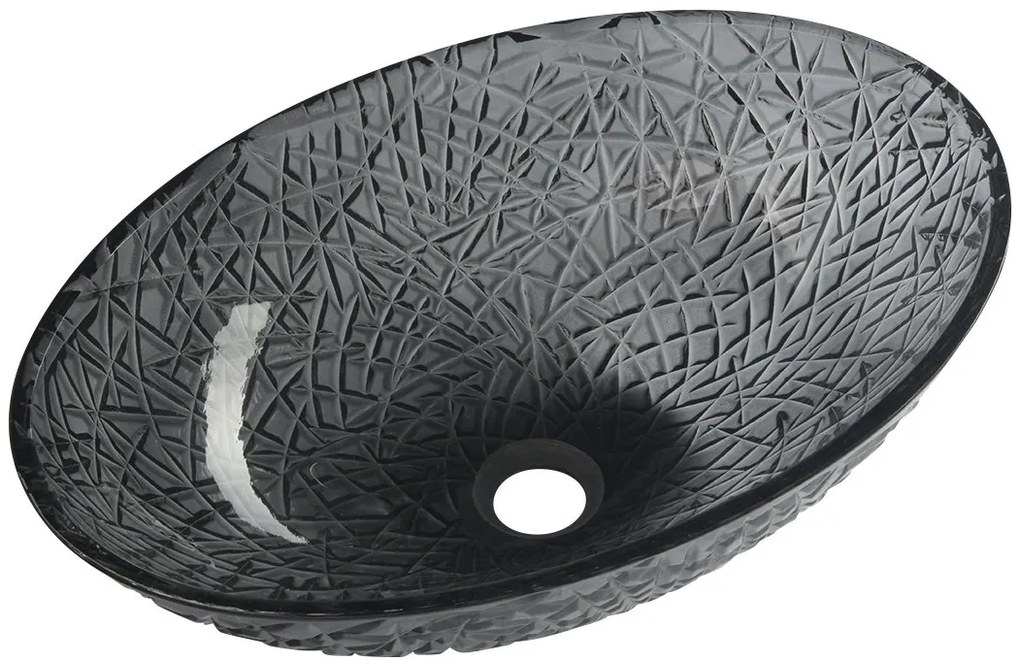 Sapho PURUS skleněné gravírované umyvadlo 50 x 15,5 x 36 cm, černá TY305SG