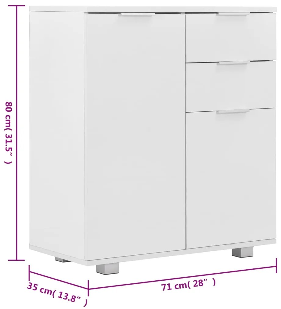 vidaXL Marketos Příborník bílý s vysokým leskem 71x35x80 cm kompozitní dřevo