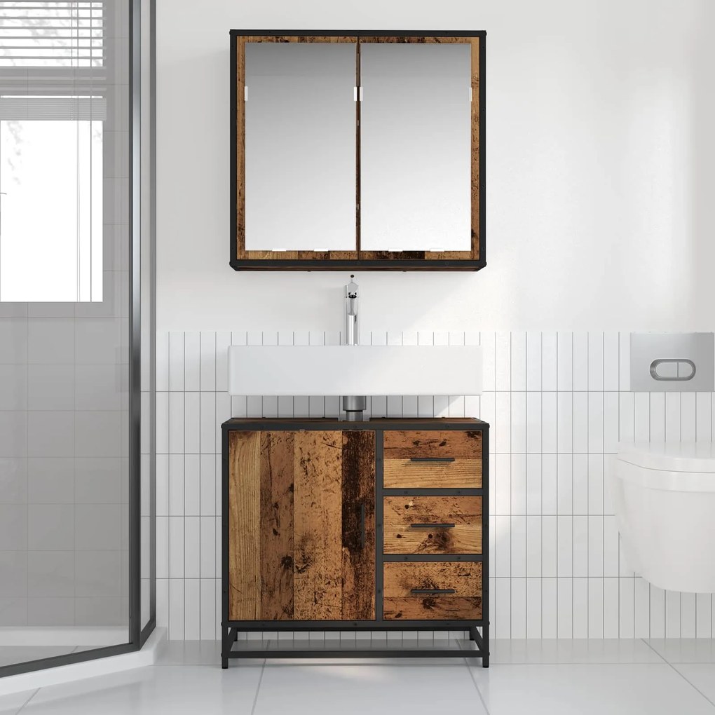 Sada koupelnového nábytku 2 ks Staré dřevo 65 x 33 x 60 cm 3402320