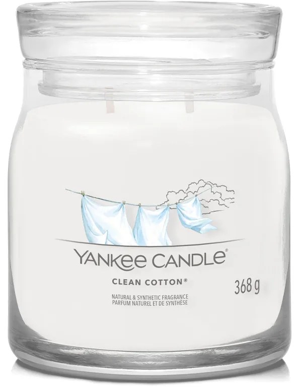Yankee Candle – Signature svíčka Clean Cotton (Čistá bavlna) Velikost: střední 368 g