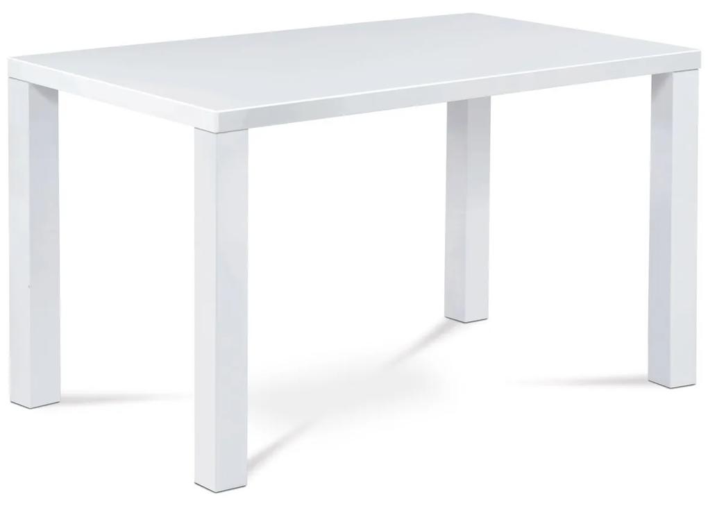 Jídelní stůl 120x80x76 cm, vysoký lesk bílý - AT-3006 WT