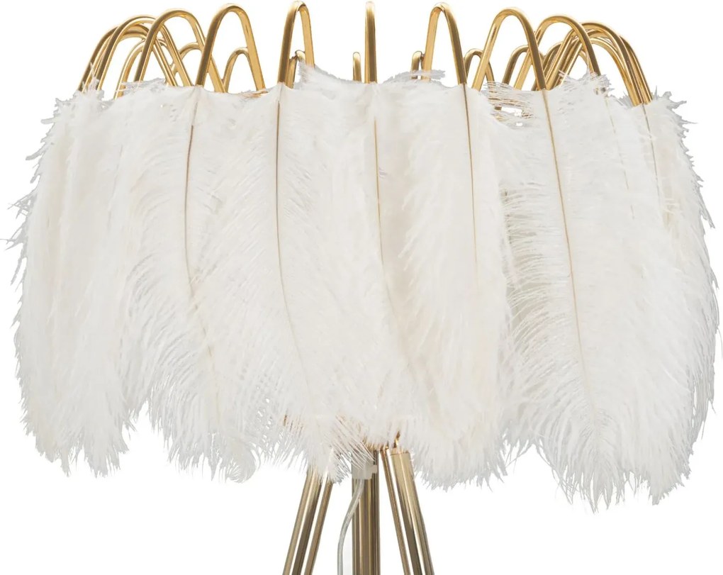 Stojací lampa Feather 147 cm bílá/zlatá