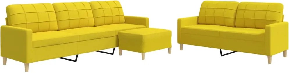3dílná sedací souprava s podnožkou světle žlutá textil 3278332