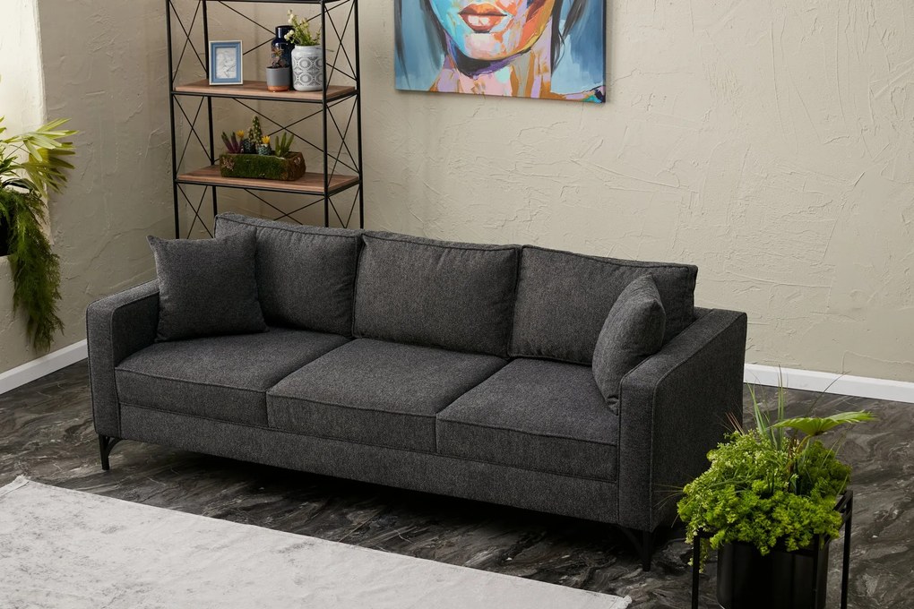 Hanah Home Třímístná pohovka BERLIN antracitová 222 cm 825BLC2796