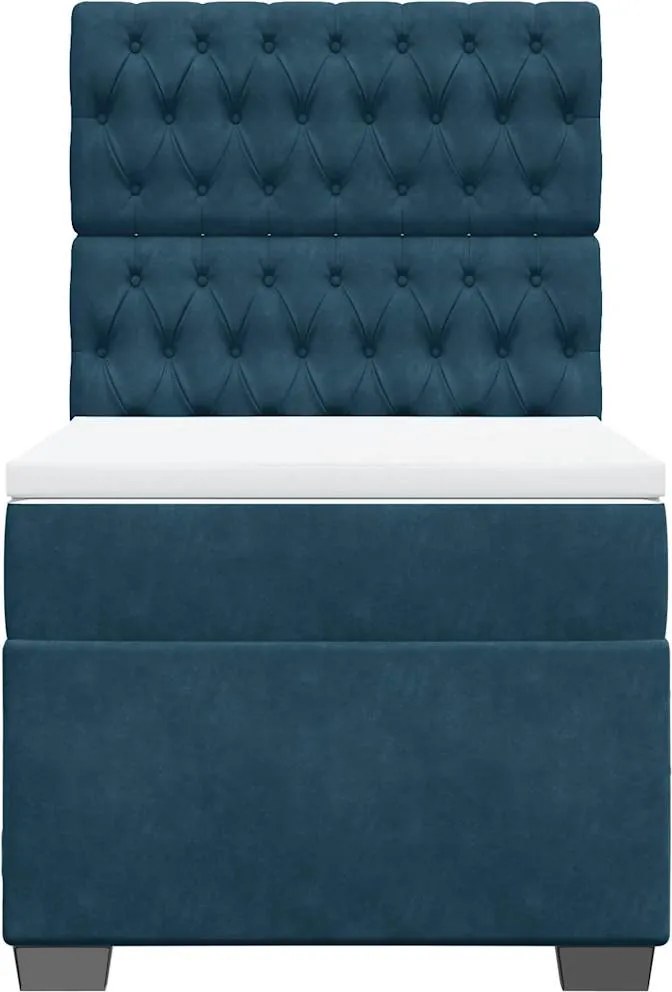 Box spring postel s matrací modrá 80 x 200 cm samet 3293072