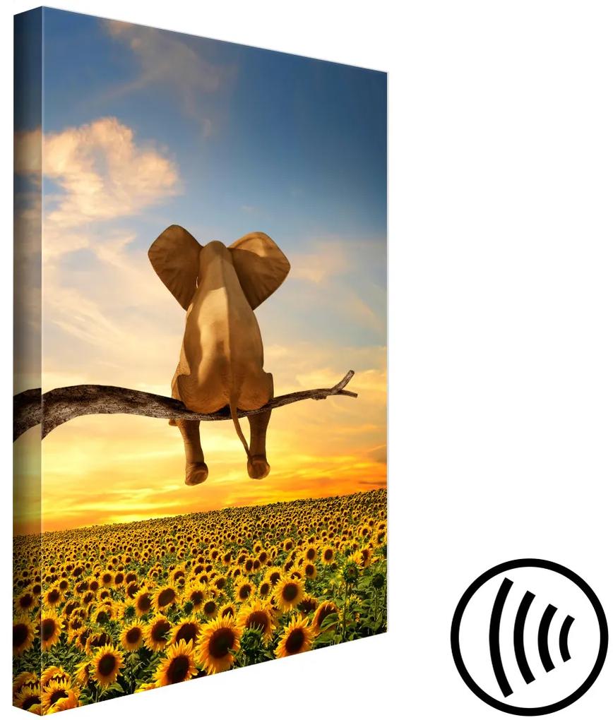 Obraz Slon a slunečnice (1-dílný) vertikální