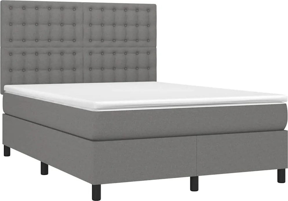 Box spring postel s matrací a LED tmavě šedá 140x190 cm textil 3135190