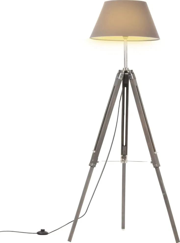 vidaXL Stojací lampa stativ masivní teakové dřevo 141 cm [288075] Barva: Šedá a bílá