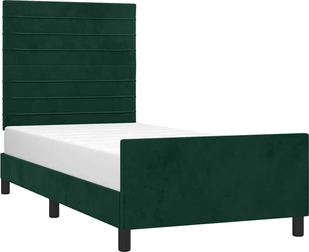 Rám postele bez matrace tmavě zelená 90 x 190 cm samet 3125791