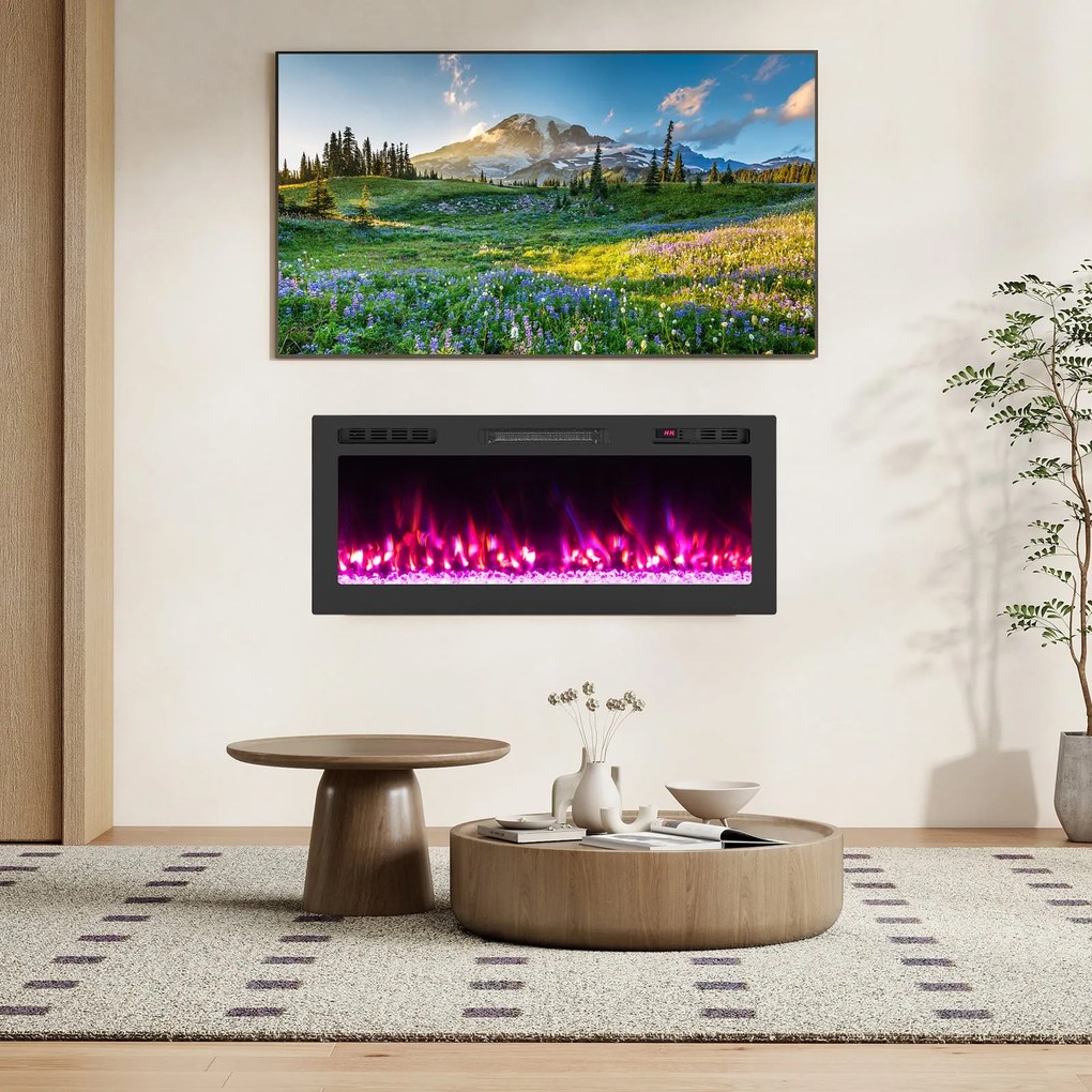 Costway 42" elektrický krb s vytápěním 750 W/1500 W vestavný krb s dálkovým