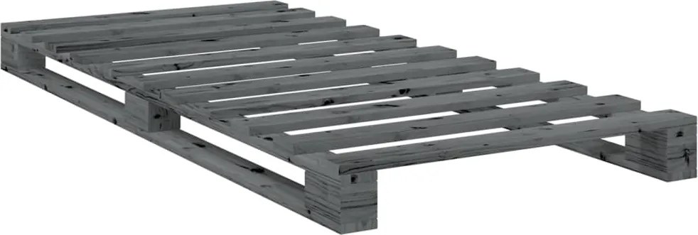 Rám postele s čelem šedý 90 x 200 cm masivní borové dřevo 3281544
