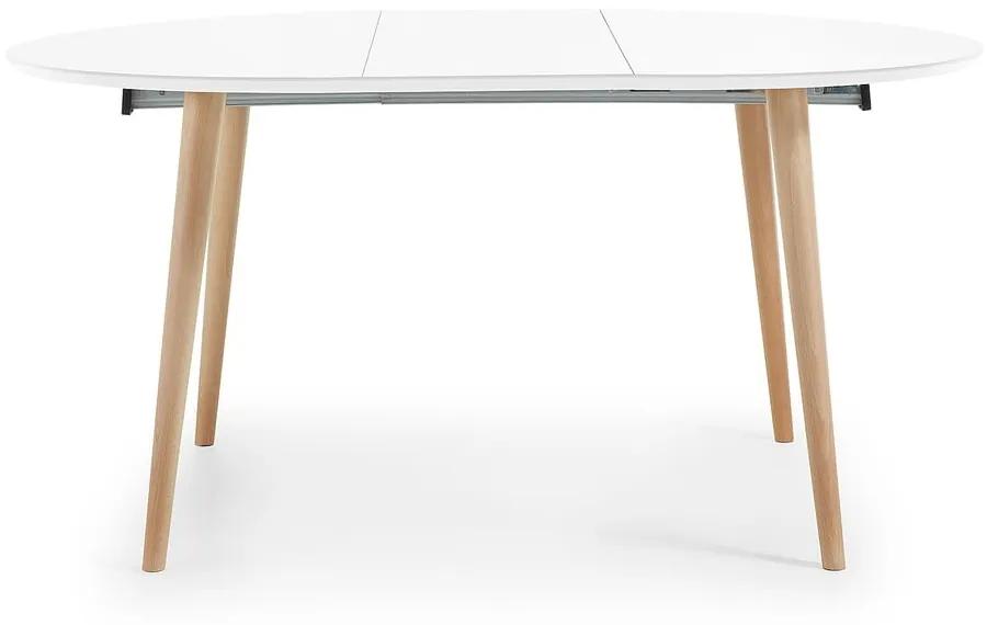 Bílý rozkládací jídelní stůl s bílou deskou ø 120 cm Oqui – Kave Home