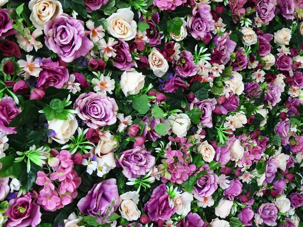 Wall flower - pink/puprple rose and hydrangea, dílec 40 x 60 cm