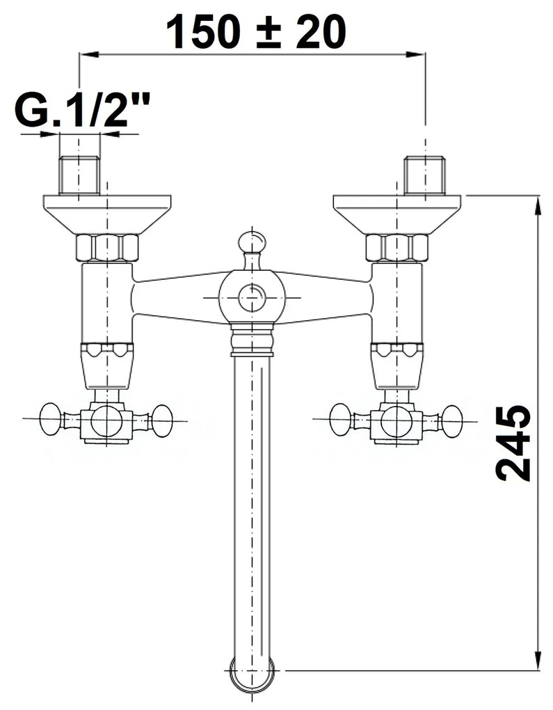 , ANTEA nástěnná baterie, vrchní ramínko, bronz, 3366