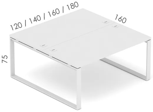 NABYTEK-DESIGNOVY.CZ - DEB12160O - Kancelářský stůl EPIC (2.osoby), 120/140/160/180cm, kovová podnož O, dub/černá