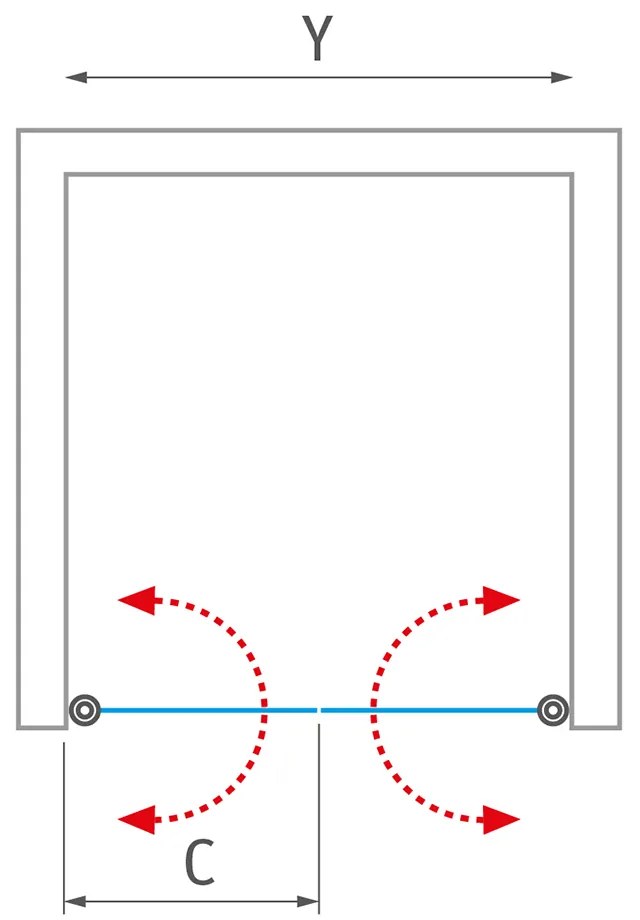 Roth Dvoukřídlé sprchové dveře CI 2BT pro instalaci do niky - bez vaničky Varianta: šířka: 100 cm - (CI 2BT 1000 - CI 2BT 100200 VPE), Barva profilů a typ výplně: profily: brillant, výplň: transparent