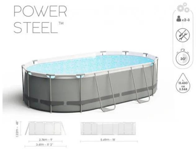 Bazén BESTWAY POWER STEEL 549 x 274 x 122 cm šedý