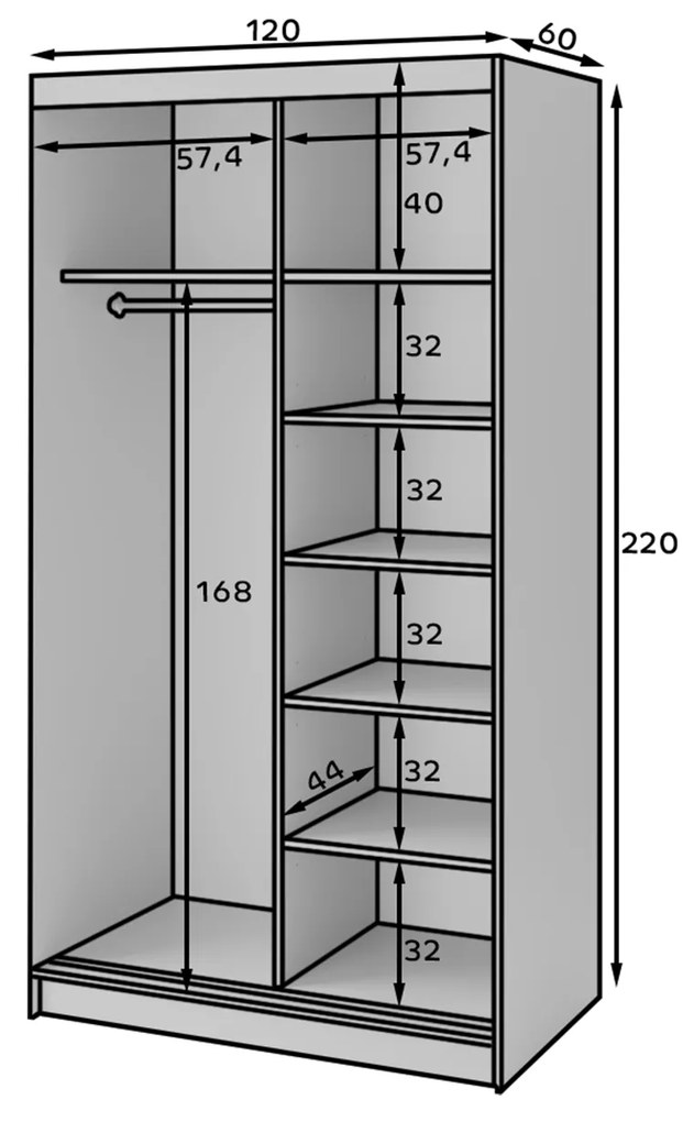 Eltap Šatní skříň Prescco II se zrcadlem